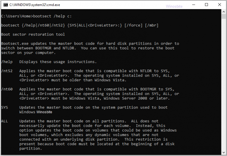 Bootsect.exe提示和指南：它是什么、用途、命令行